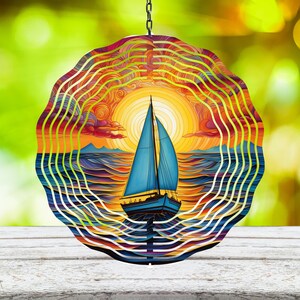 Sailboat Wind Spinner Stained Glass Sublimation Design Wind Spinner ...