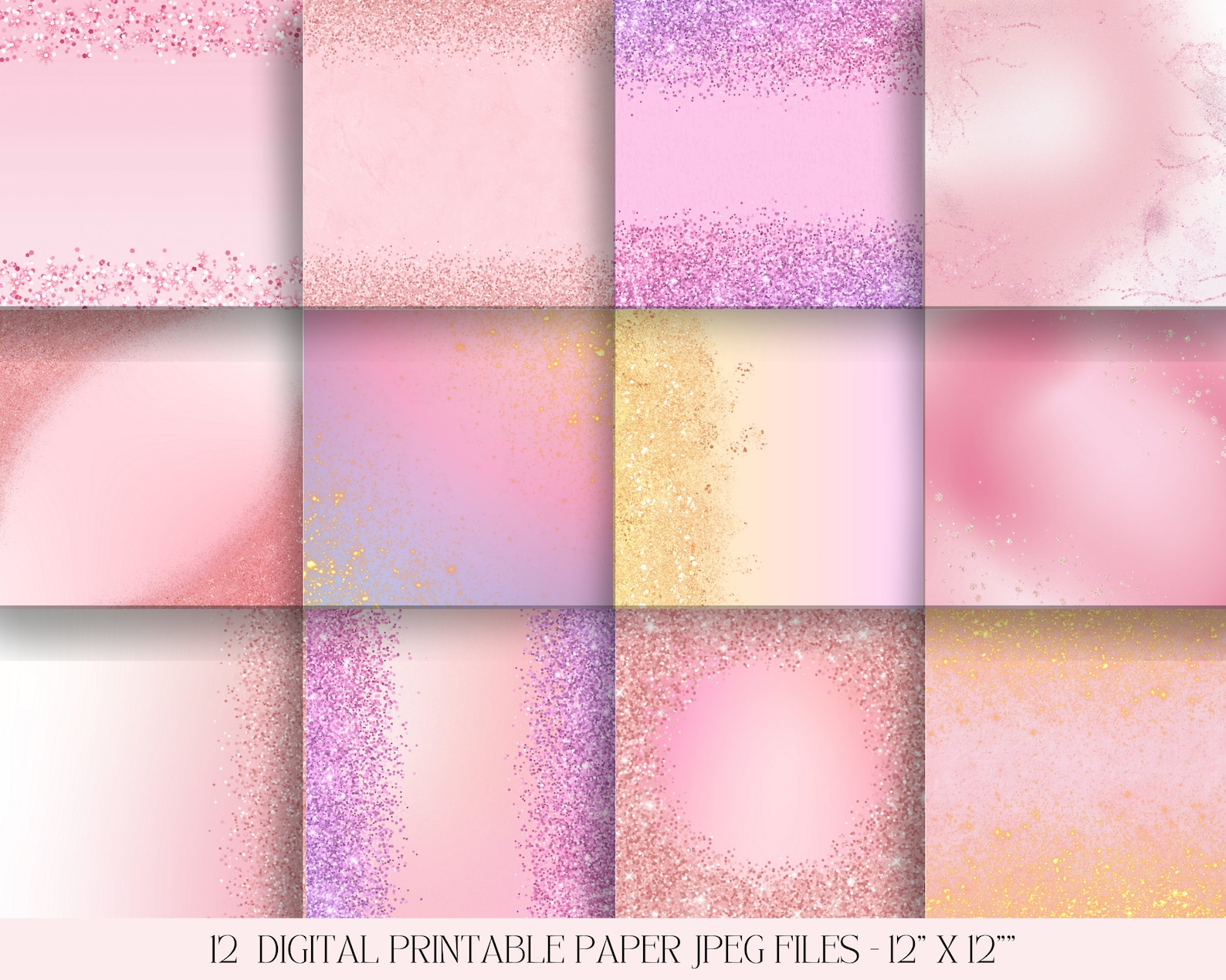 Pink Glitter Digital Paper Iridescent Textures Instant Digital Download ...