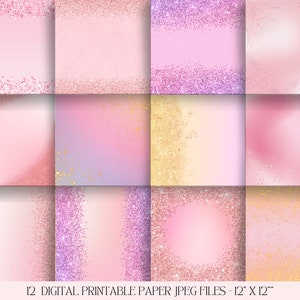 Pink Glitter Digital Paper Iridescent Textures Instant Digital Download ...