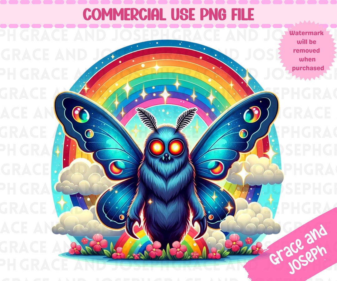 Mothman Png Cute Rainbow Mothman Png Instant Digital Download ...