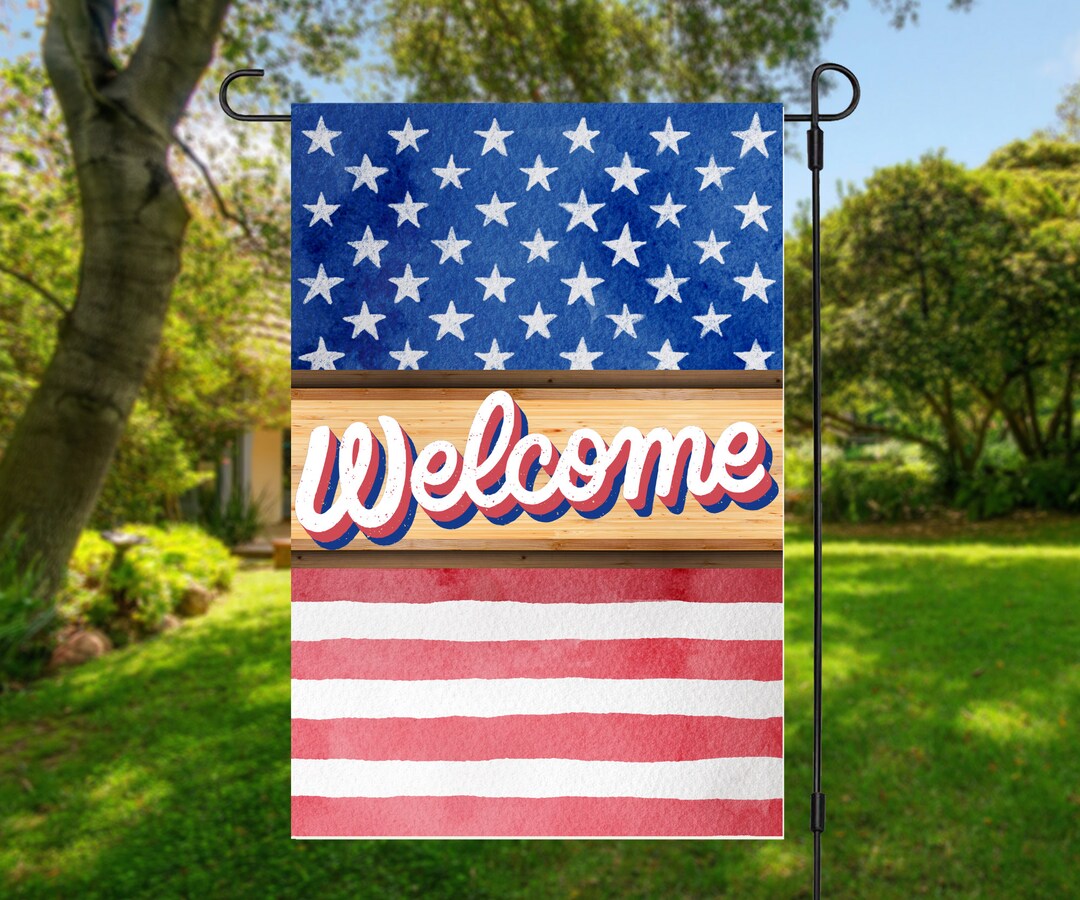 Garden Flag Sublimation Design 12x18 American Flag Welcome Garden Flag ...