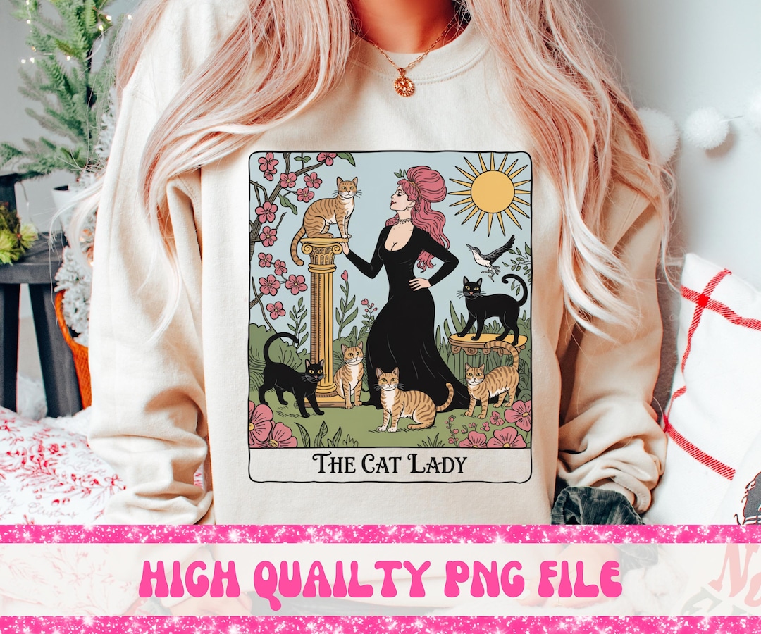 The Cat Lady Tarot Card PNG Tarot Card Png Skeleton Sublimation Design ...