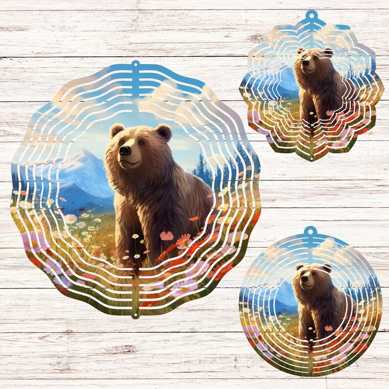 Grizzly Bear Wind Spinner Png Wind Spinner Sublimation Designs - Etsy
