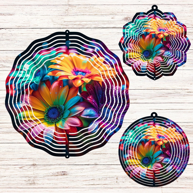 Rainbow Daisy Wind Spinner Wind Spinner Png Wind Spinner Sublimation ...