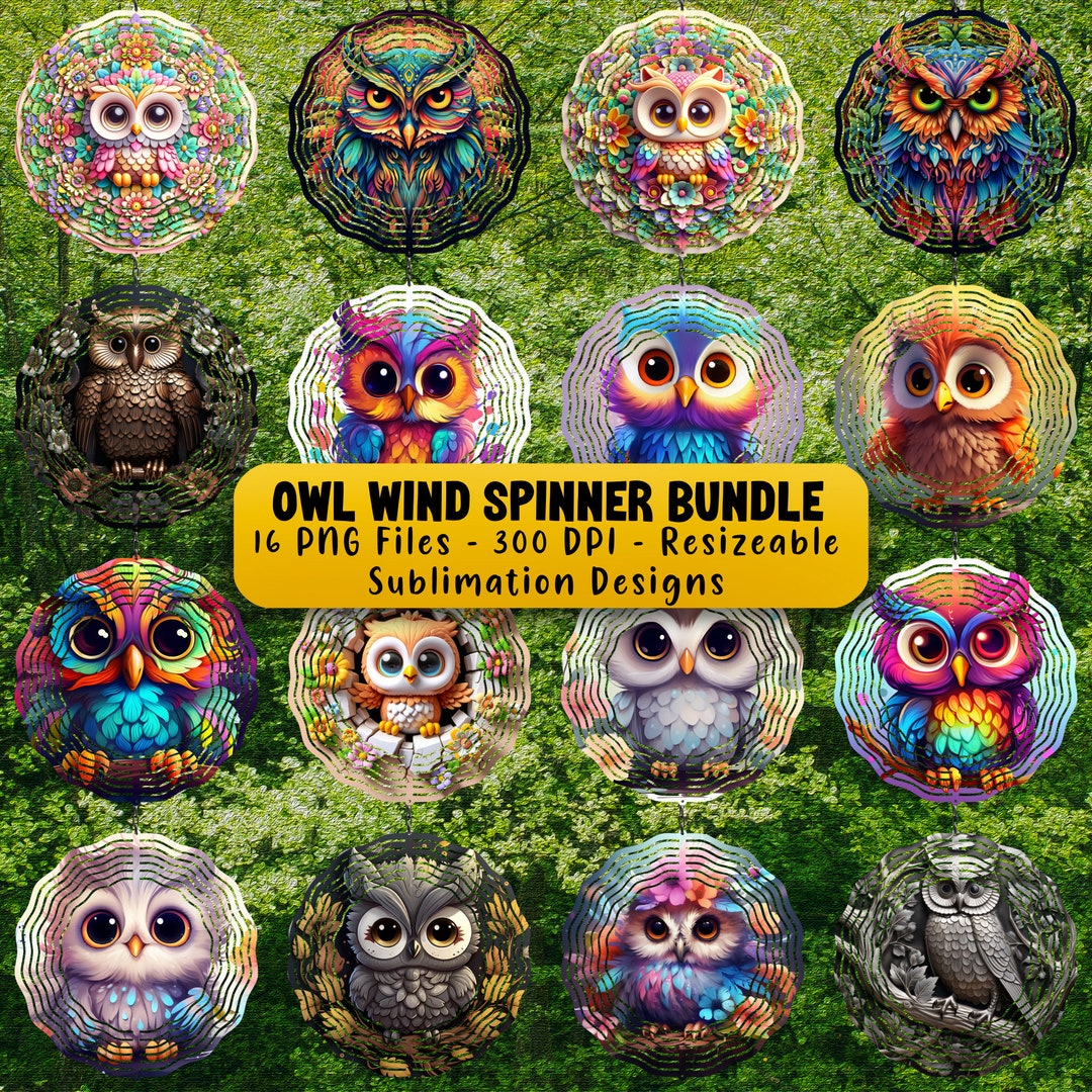 Owl Wind Spinner Bundle Wind Spinner Png Owls Wind Spinner Sublimation ...