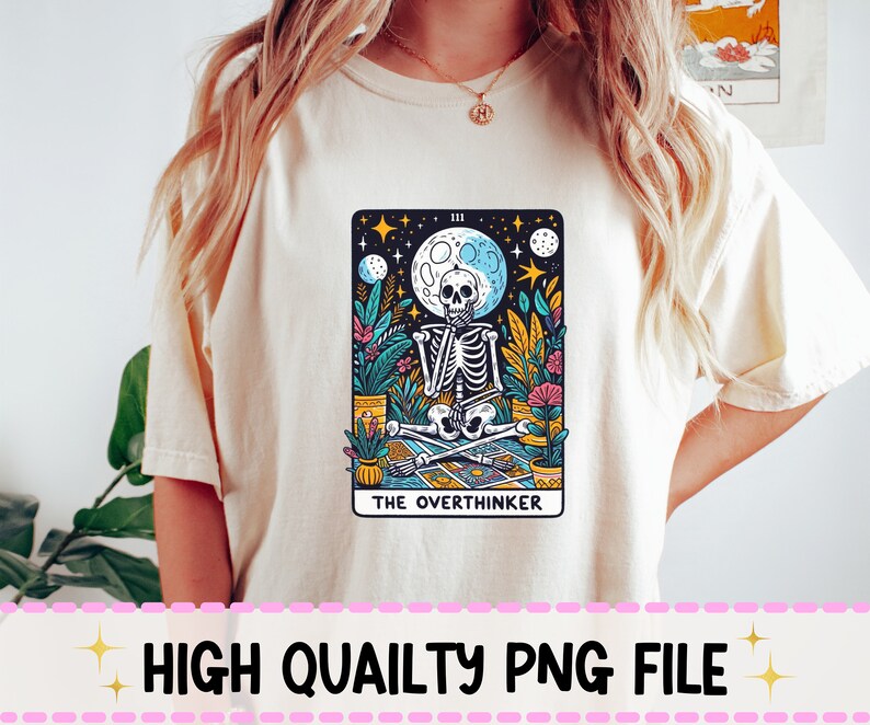 The Overthinker Tarot Card PNG Funny Tarot Card PNG Skeleton ...