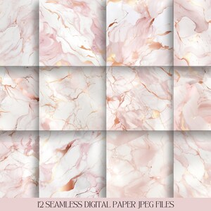 Rose Gold Marble Digital Paper Seamless Marble Textures Blush Pink ...