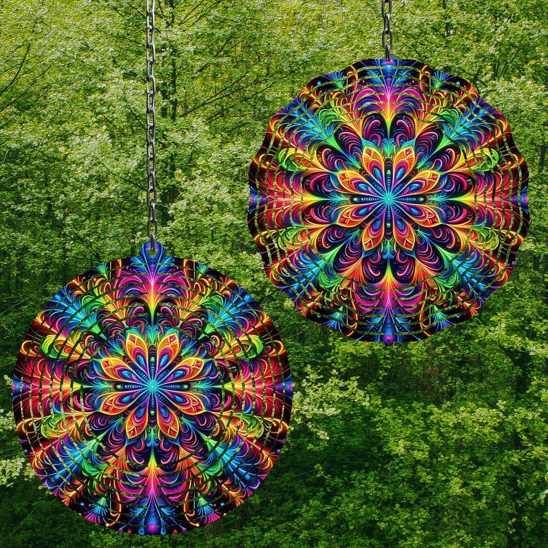 Neon Mandala Wind Spinner Rainbow Mandala Wind Spinner PNG Sublimation ...