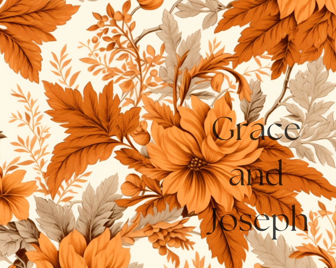 Fall Flower Digital Paper Seamless Toile Art Romantic Floral Textures ...