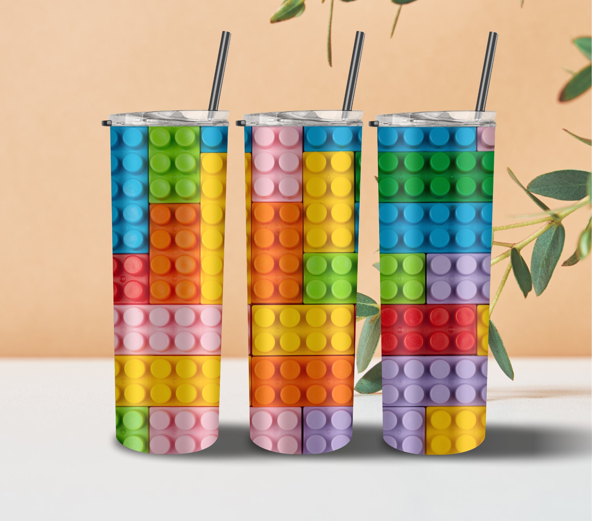 Kids Building Blocks 20oz Skinny Tumbler Wrap Straight and - Etsy