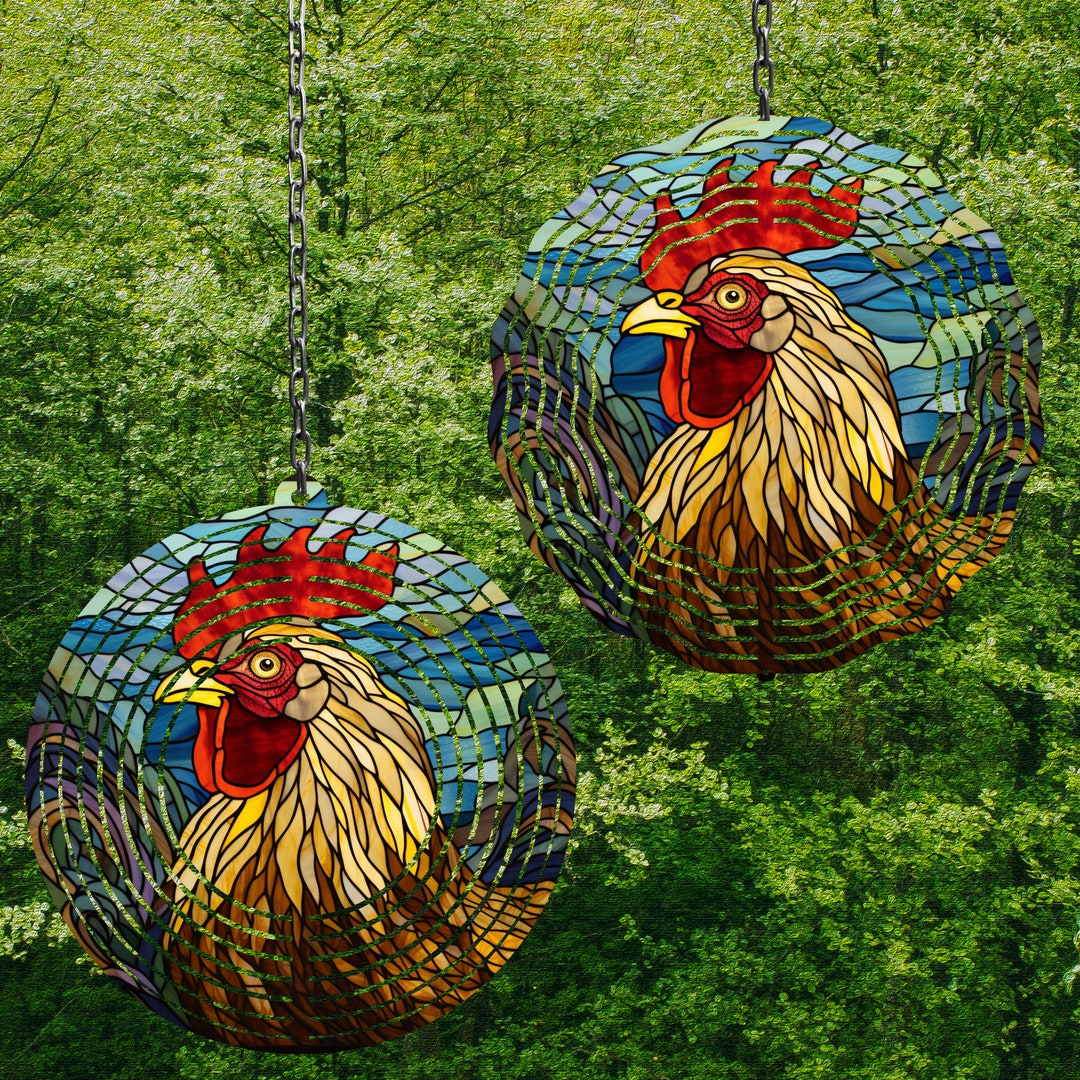 Stained Glass Chicken Wind Spinner PNG Chicken Wind Spinner Sublimation ...