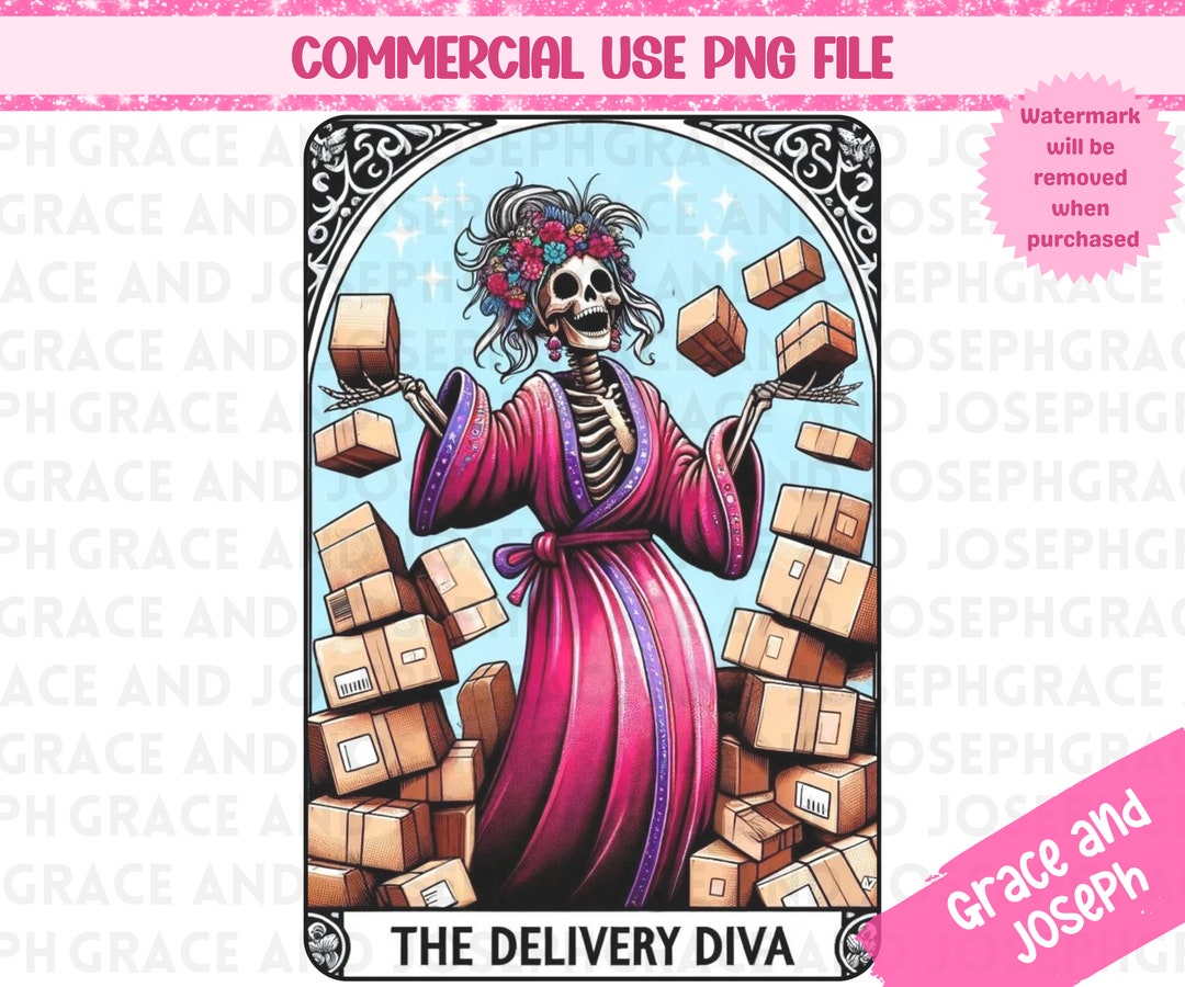 The Delivery Diva Tarot Card PNG Funny Tarot Card PNG Skeleton ...