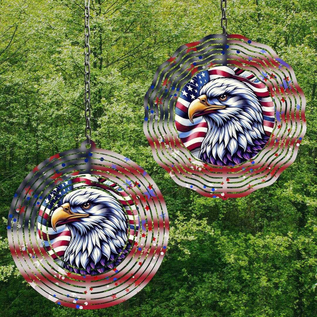 American Flag Wind Spinner Bald Eagle Wind Spinner Sublimation Designs ...