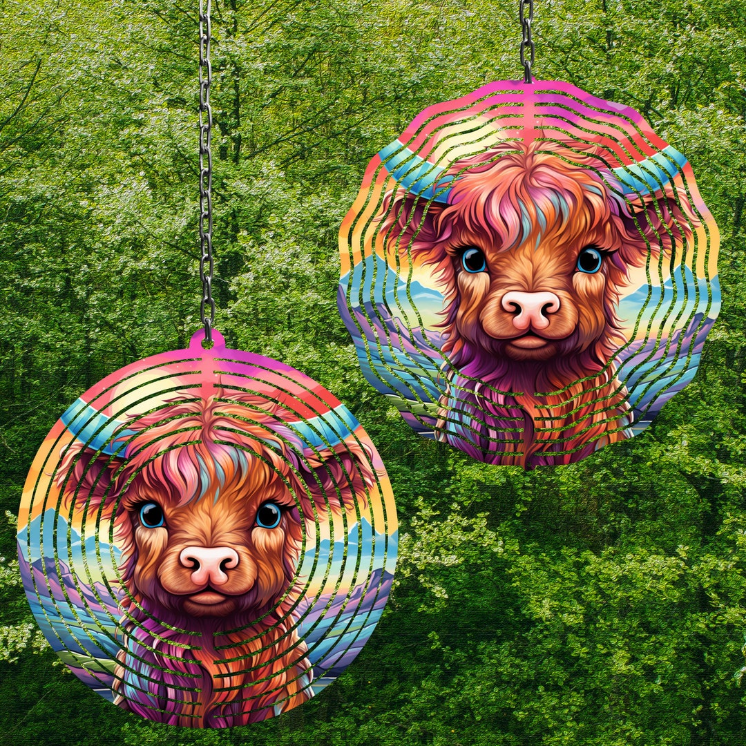 Highland Cow Wind Spinner Wind Spinner Png Wind Spinner Sublimation ...