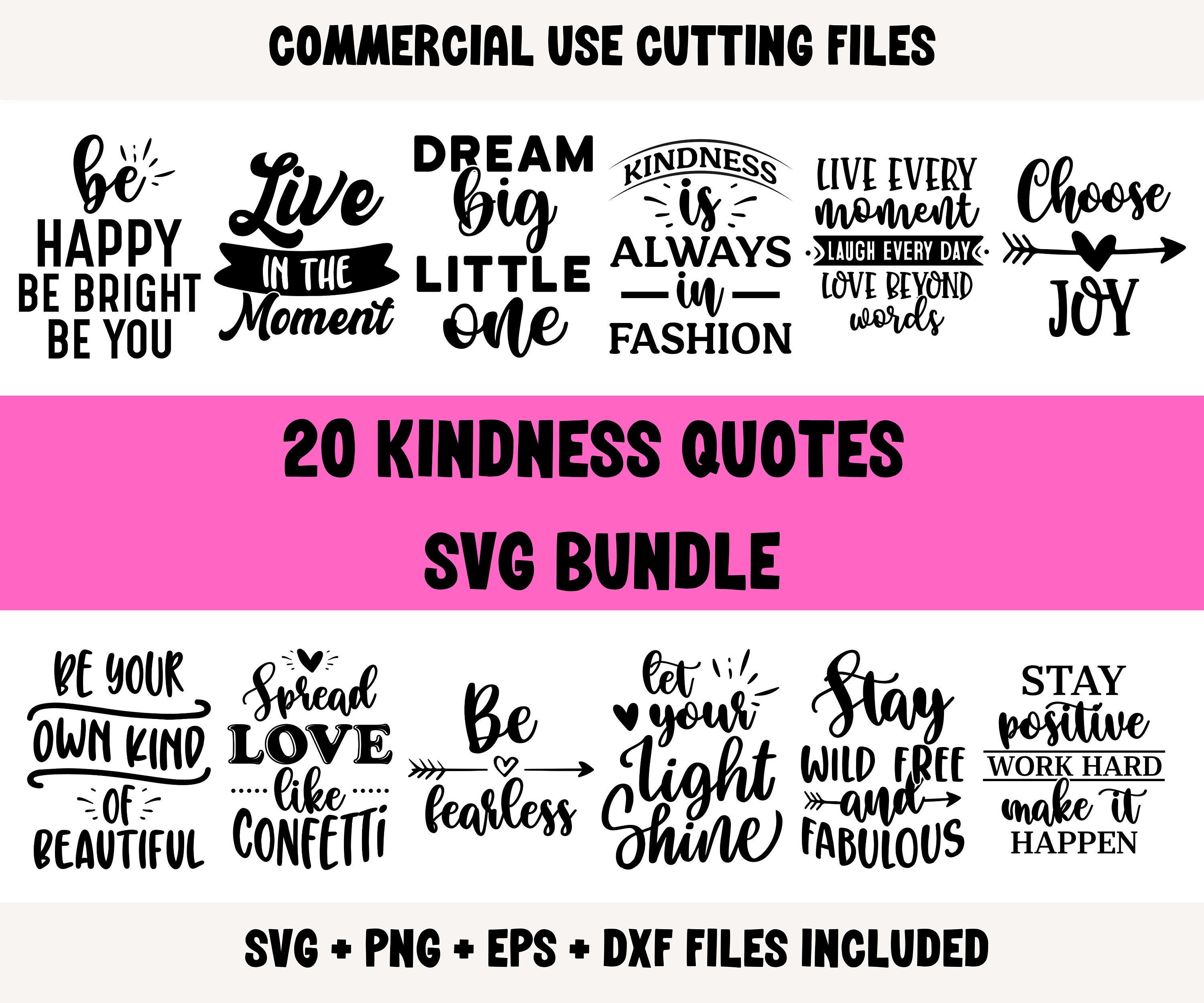 Kindness SVG Bundle Positivity Svg Inspirational Svg Motivational Svg ...