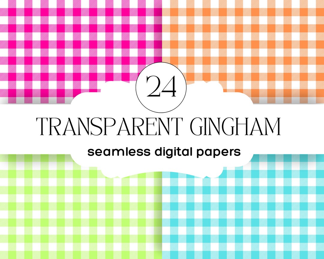 Picnic Gingham Digital Paper Transparent Gingham Textures Digital Paper ...