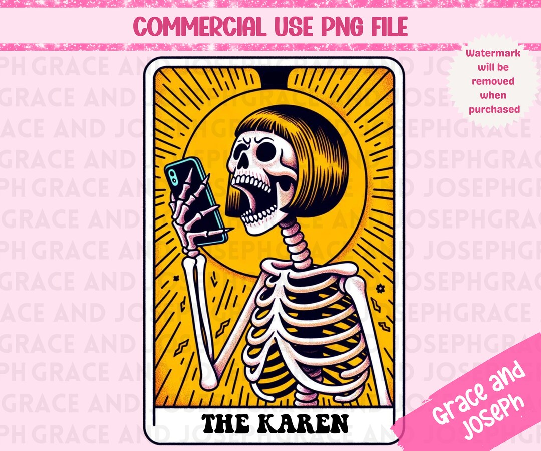 The Karen Tarot Card PNG Funny Tarot Card PNG Skeleton Sublimation ...