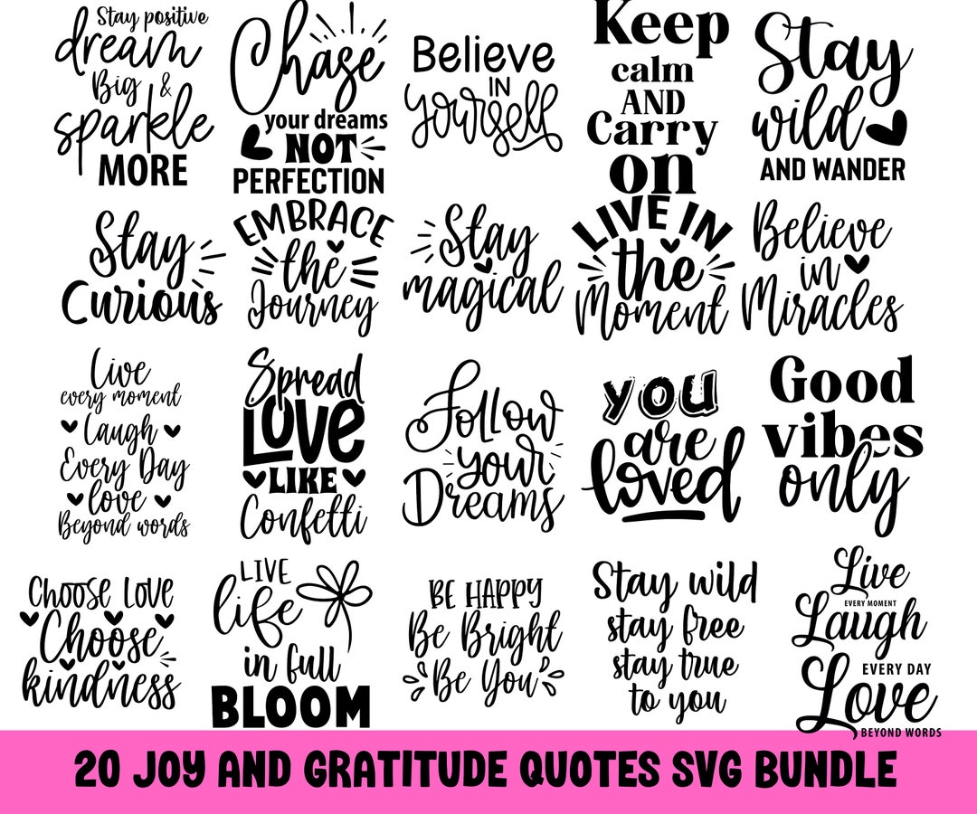 Gratitude Svg Bundle Joy Svg Files Positive Quotes Svg Dxf Eps Png ...