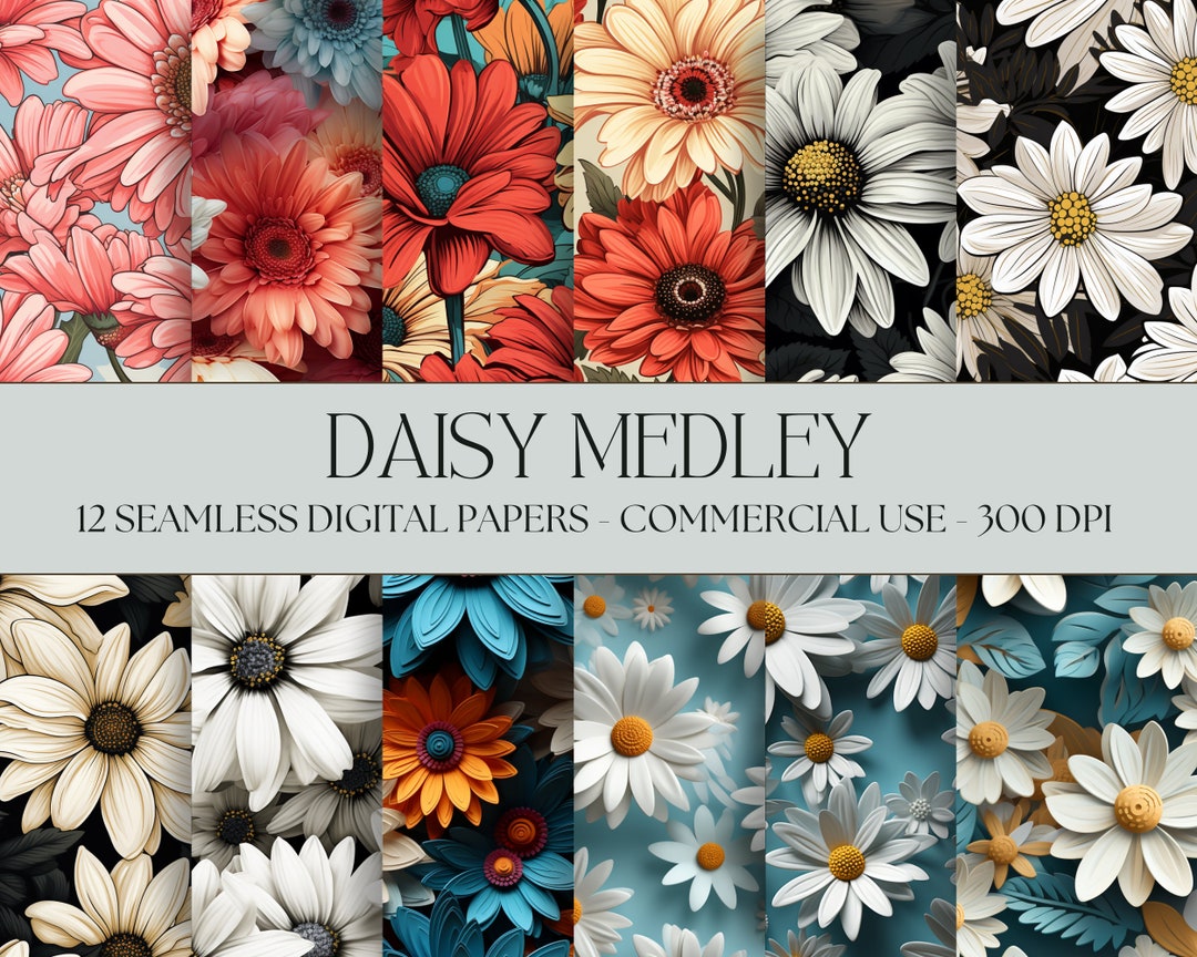 Daisy Digital Paper Seamless Daisy Flower Textures Instant Digital ...