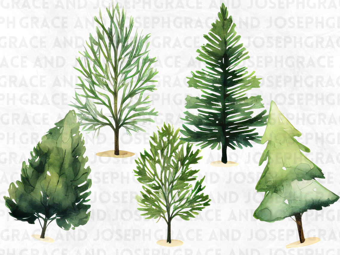 Tree Clipart Christmas Tree Clipart Watercolor Christmas Tree - Etsy