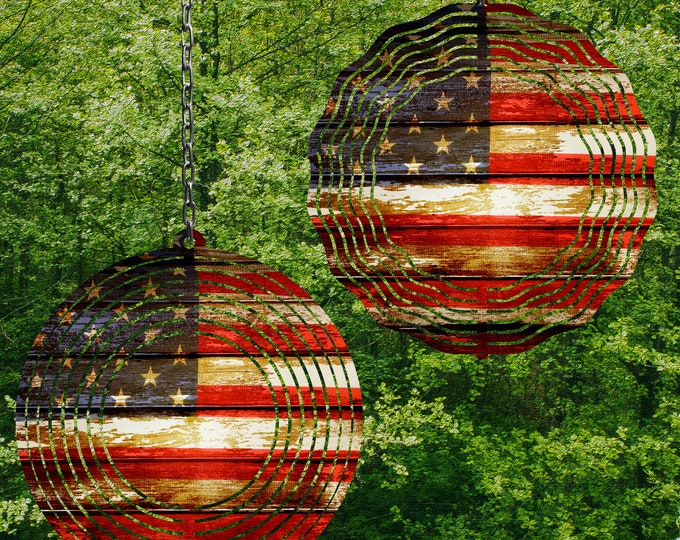 American Flag Wind Spinner, American Flag Yard Decor, Hanging Flag Wind ...