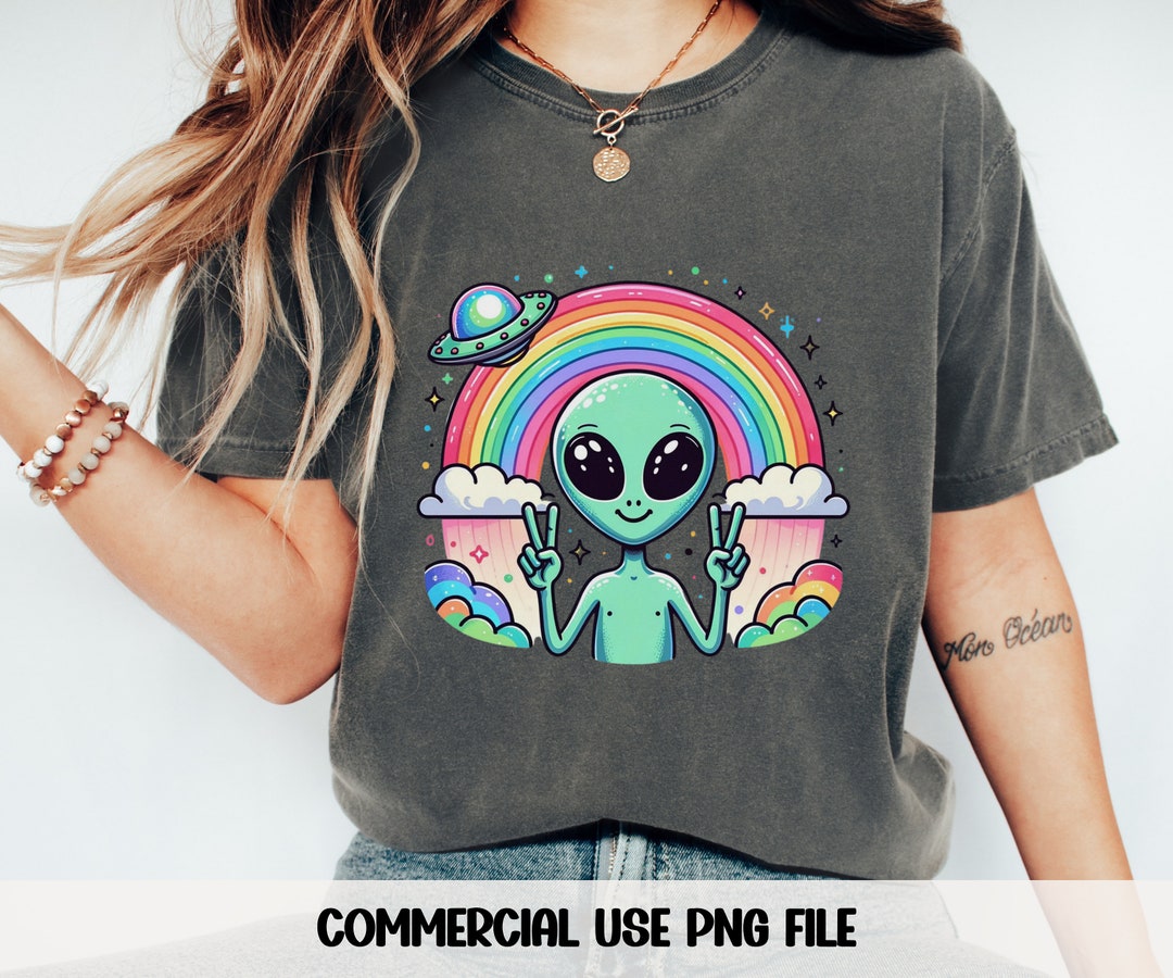 Rainbow Alien Png I Come in Peace Png Alien Clipart Green Alien Png UFO ...