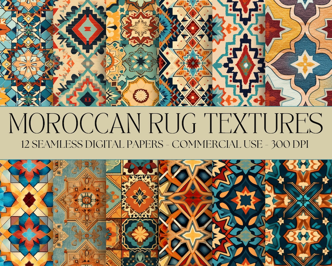 Moroccan Rug Digital Paper Seamless Arabesque Textures Instant Digital ...