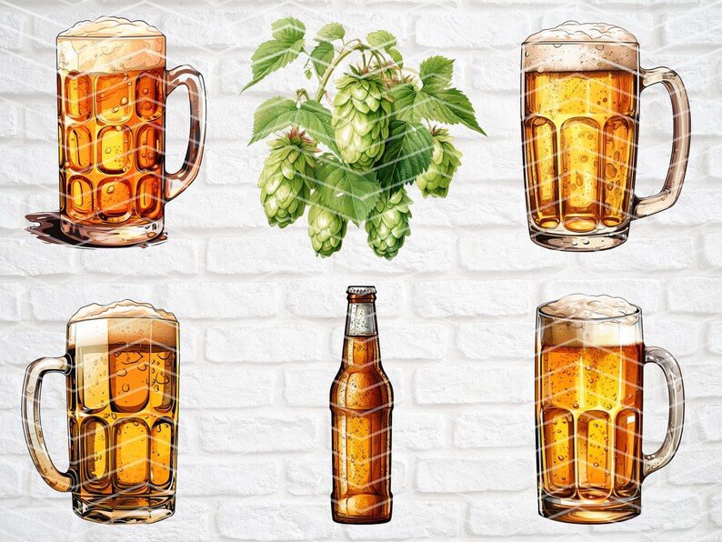 Beer Clip Art Beer Clipart Watercolor Clip Art Beer Bottle - Etsy