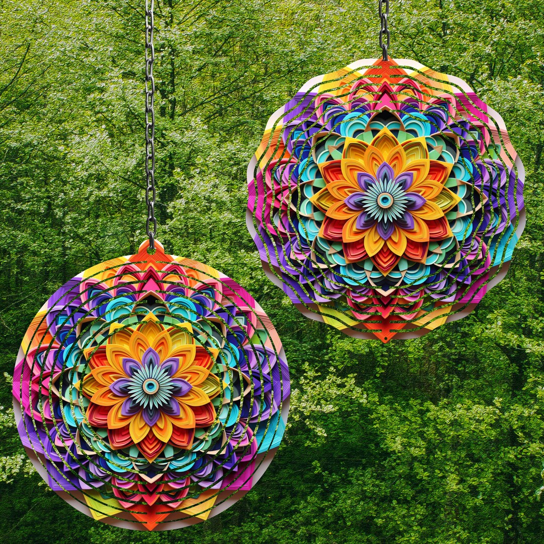 Rainbow Mandala Wind Spinner Wind Spinner Png Wind Spinner Sublimation ...