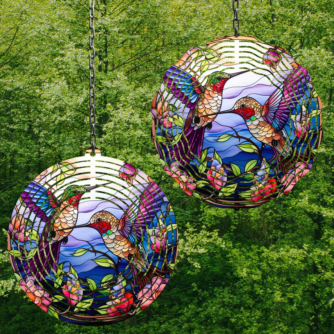 Hummingbird Wind Spinner Stained Glass Sublimation Design Template Wind ...