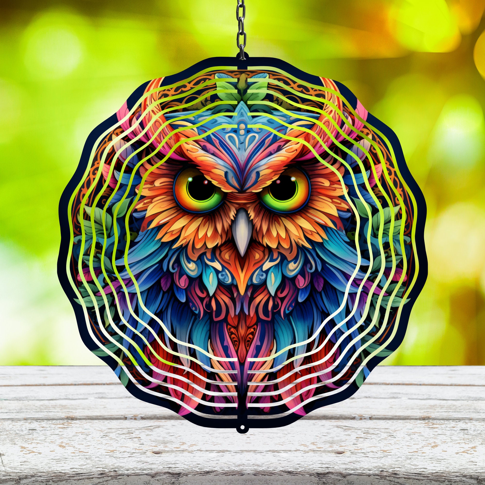 Horned Owl Wind Spinner Wind Spinner Png Wind Spinner - Etsy