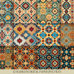 Moroccan Rug Digital Paper Seamless Arabesque Textures Instant Digital ...