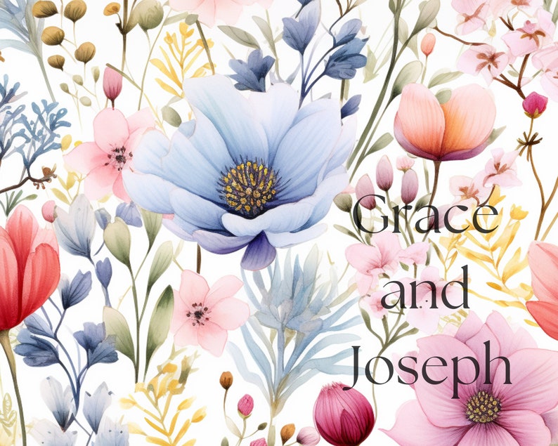 Summer Flower Digital Paper Seamless Watercolor Flower - Etsy