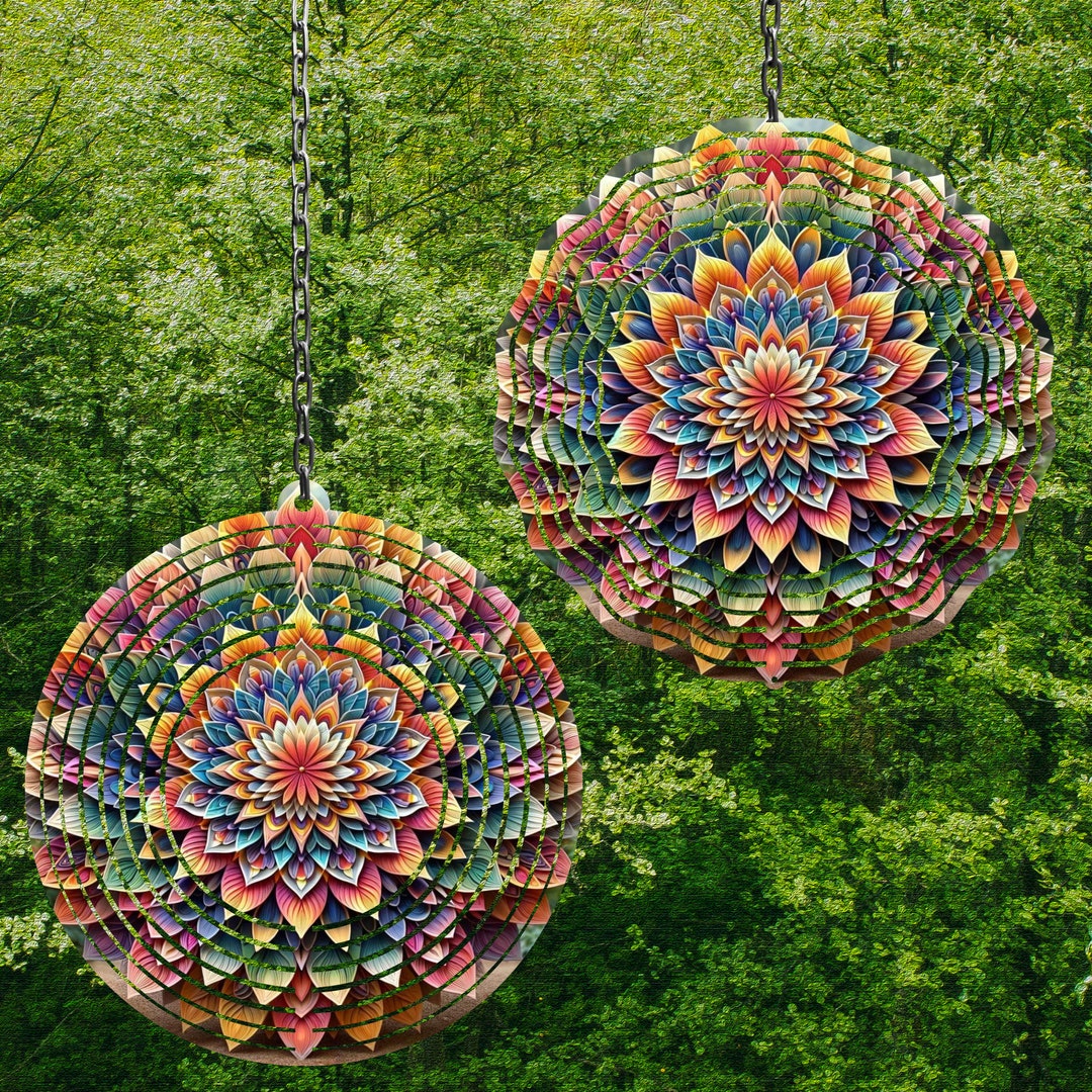 3D Rainbow Flower Wind Spinner Flower Mandala Wind Spinner PNG ...