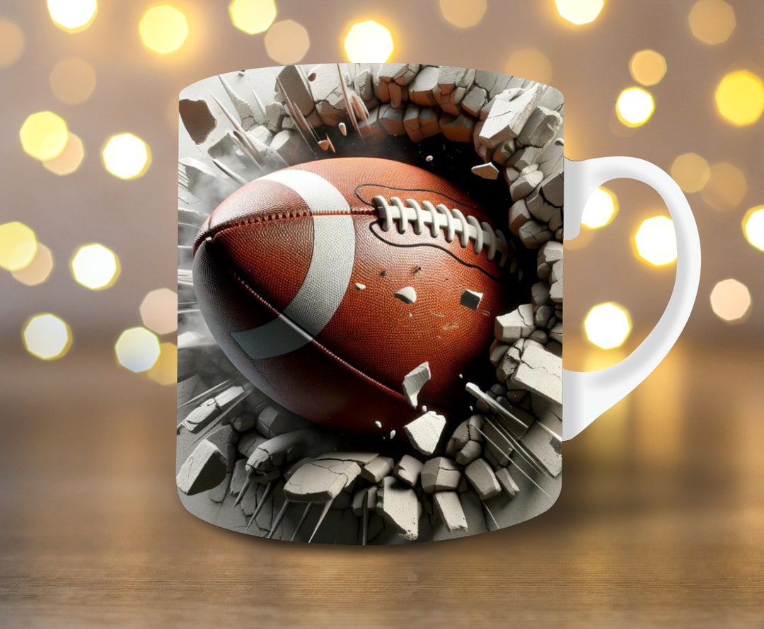 3D Football Hole in A Wall Mug Wrap 11oz Mug Wrap 15oz Mug Wrap Mug ...