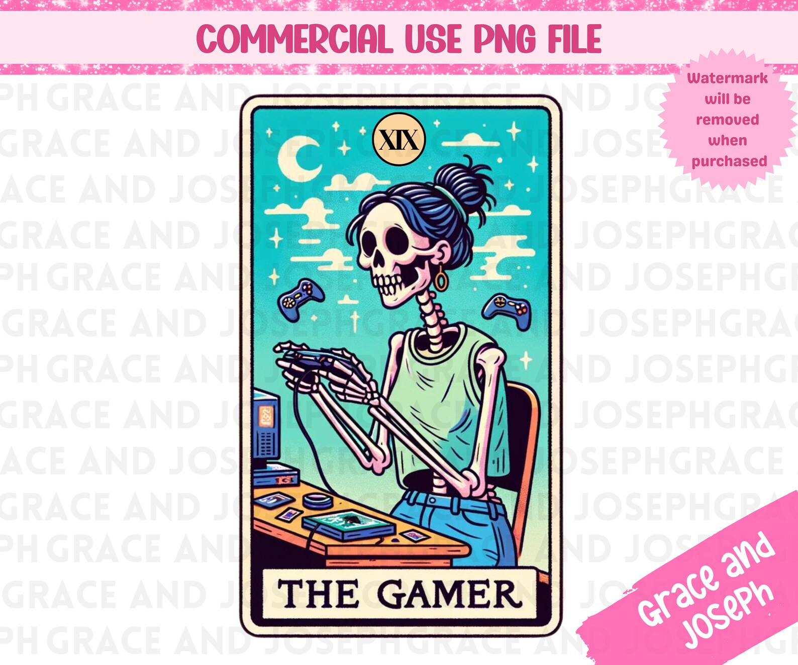 Gamer Tarot Card PNG Mystical Png Tarot Card Png Skeleton Sublimation ...