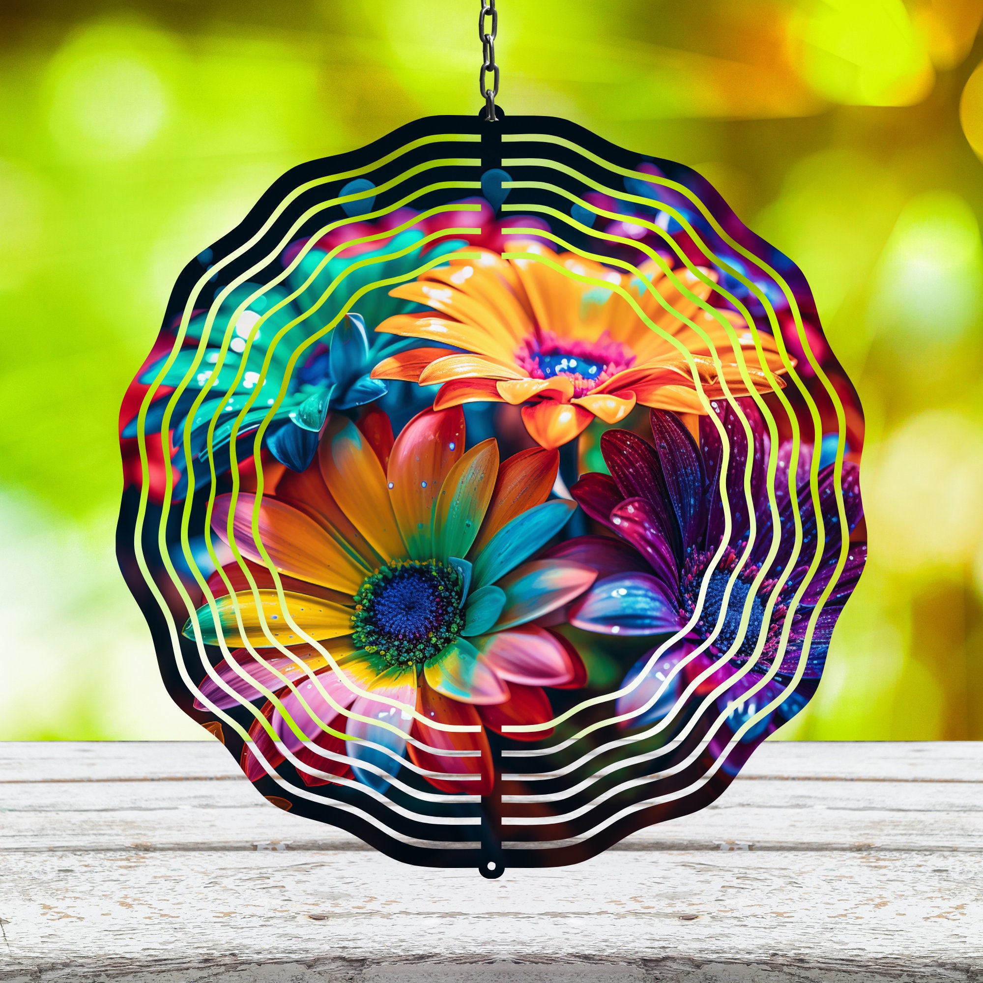 Rainbow Daisy Wind Spinner Wind Spinner Png Wind Spinner Sublimation ...