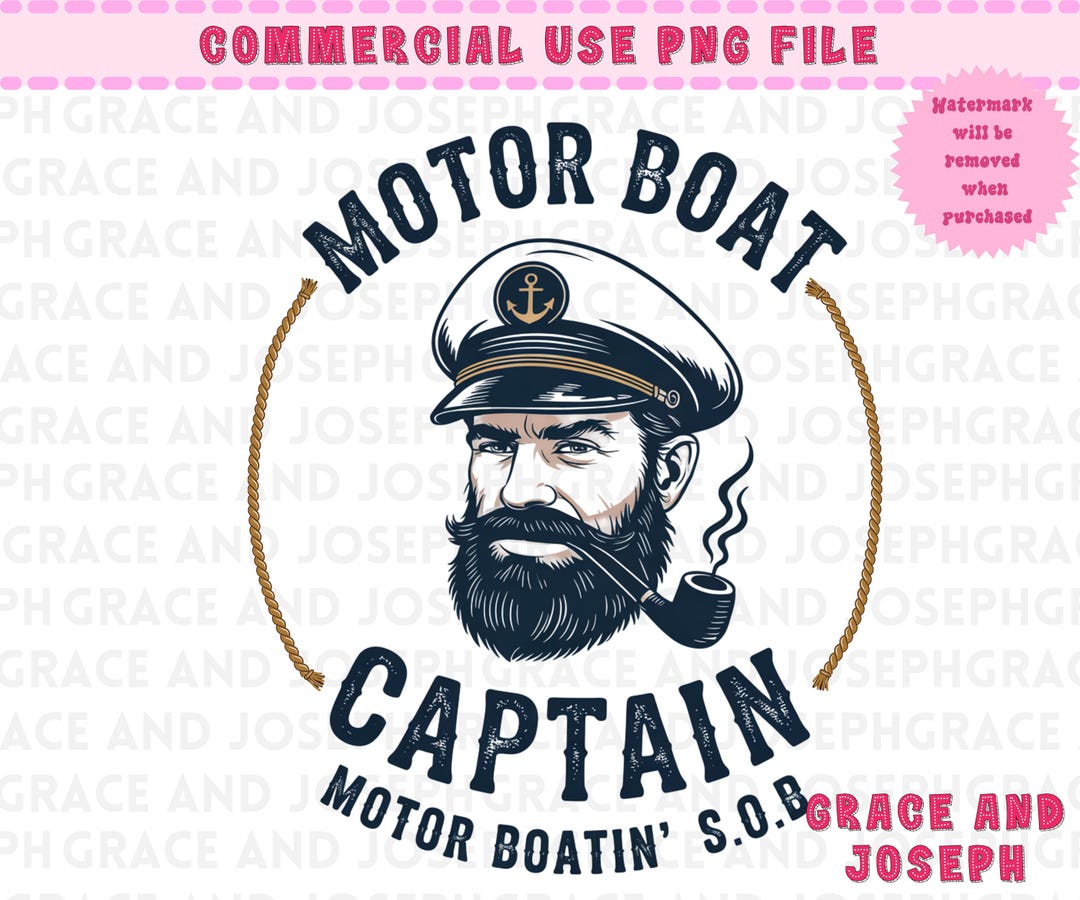 Motor Boat Captain Shirt Design PNG Nautical Humor Graphic Vintage Boat ...