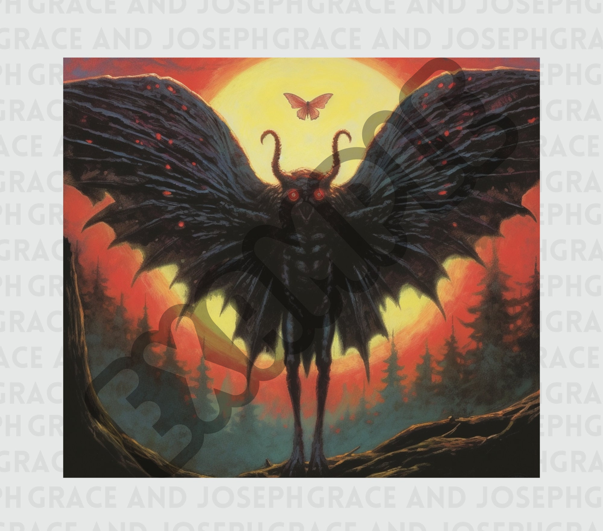 Mothman Sunset Cryptid Tumbler 20 Oz Skinny Tumbler - Etsy