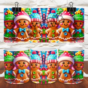 3D Gingerbread Christmas Mug Wrap Hot Cocoa Gingerbread Man Mug ...