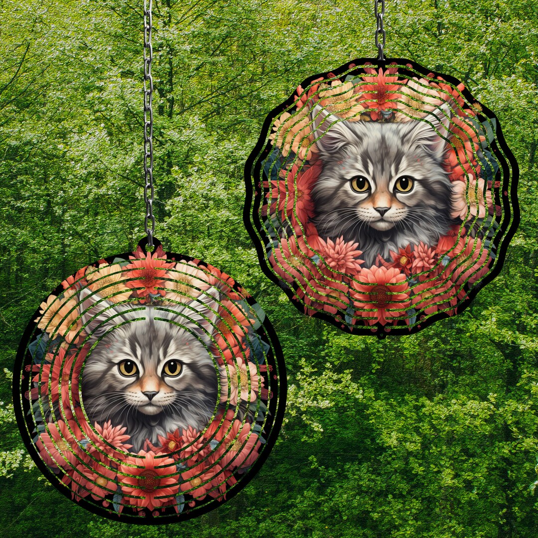 Gray Tabby Cat Wind Spinner Wind Spinner Png Wind Spinner Sublimation ...