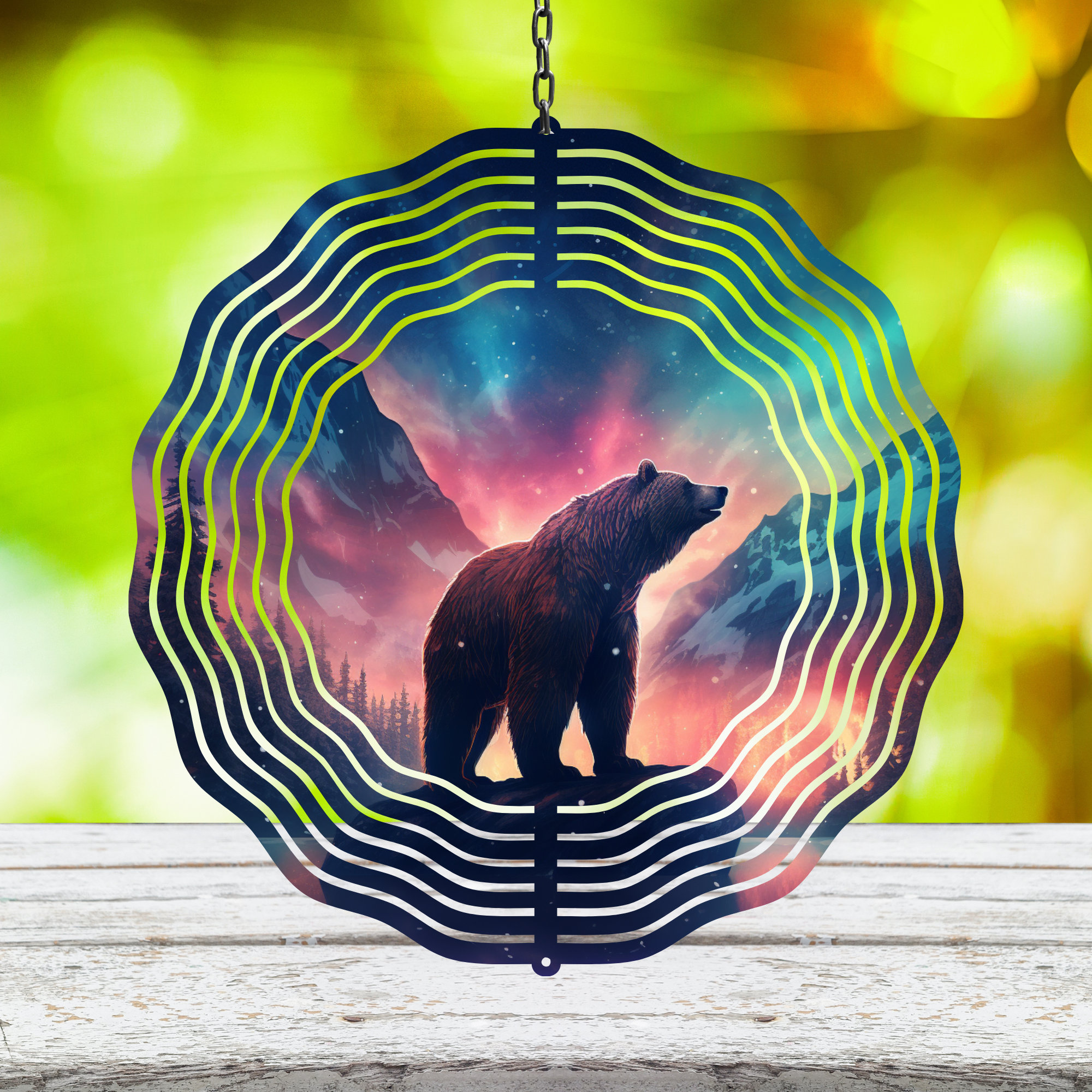 Bear Northern Lights Wind Spinner Wind Spinner Png Wind Spinner ...