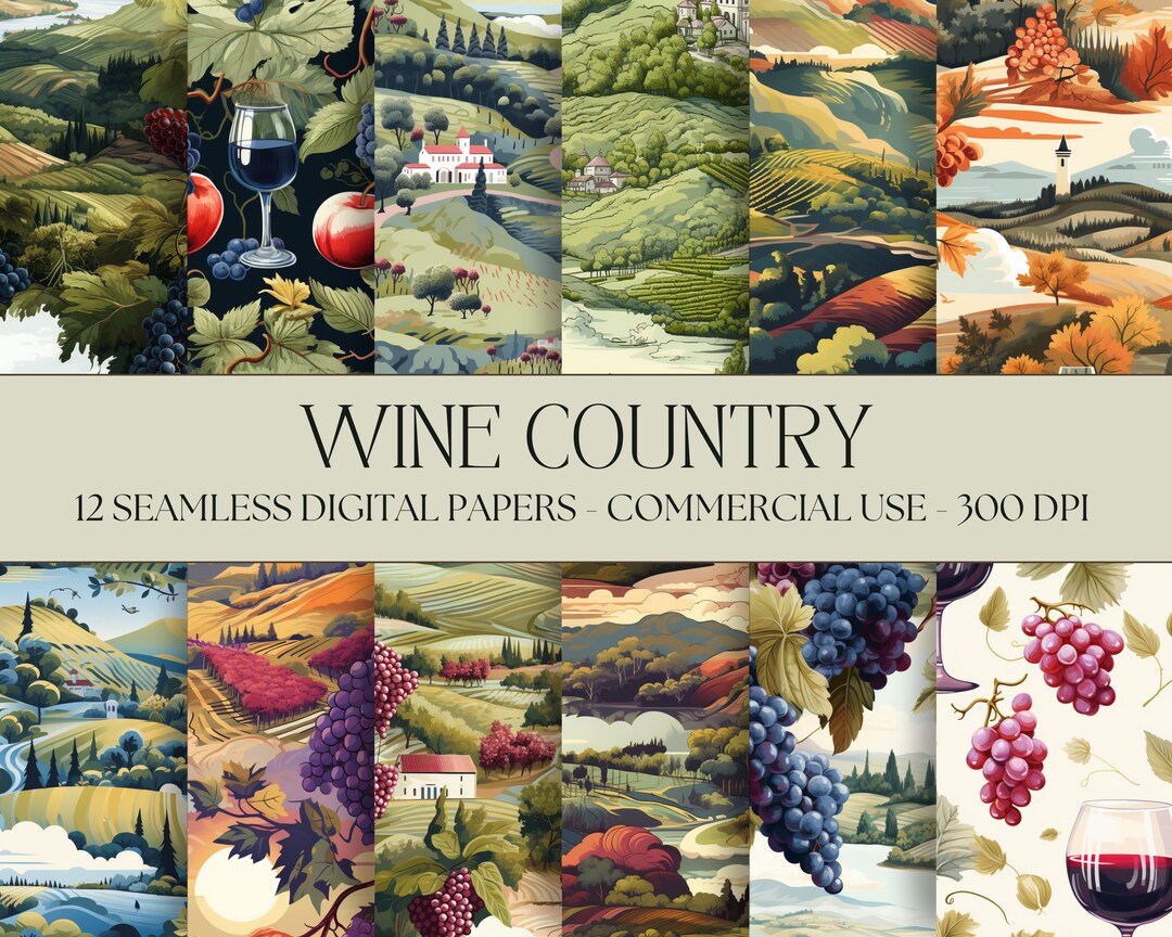 Winery Digital Paper Seamless Wine Country Digital Paper Instant ...