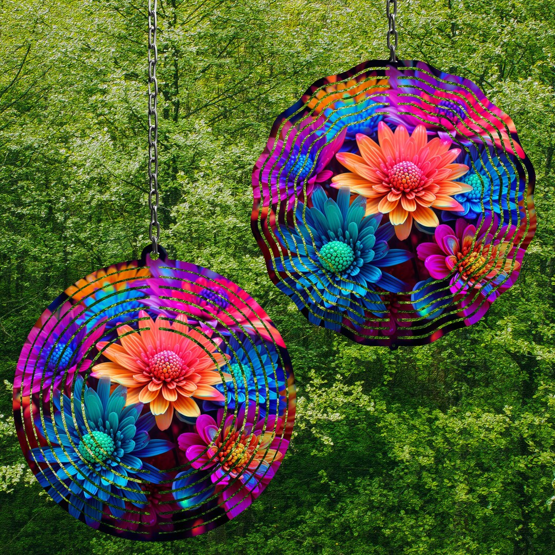 Rainbow Daisy Wind Spinner Wind Spinner Png Wind Spinner Sublimation ...