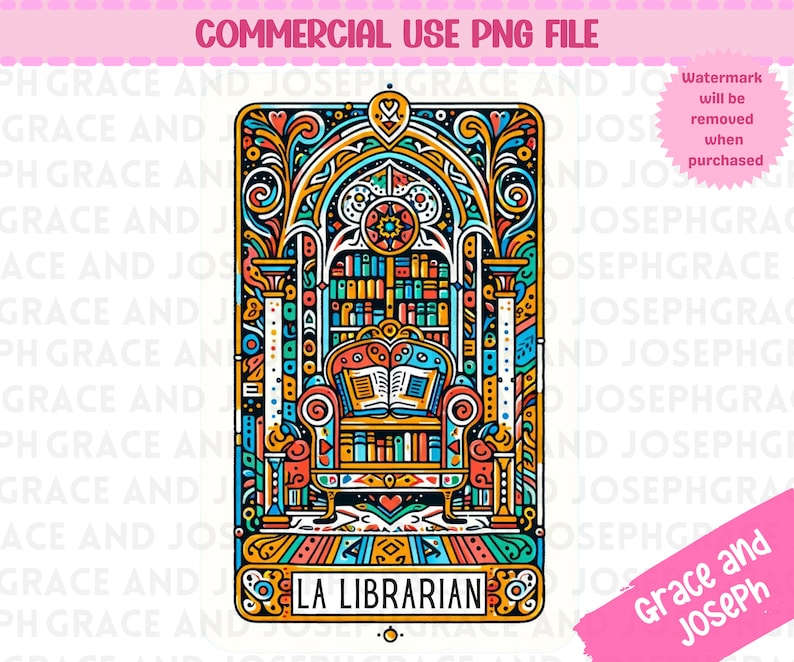 La Librarian Tarot Card Loteria Png Mexican Png Latina Png Librarian ...