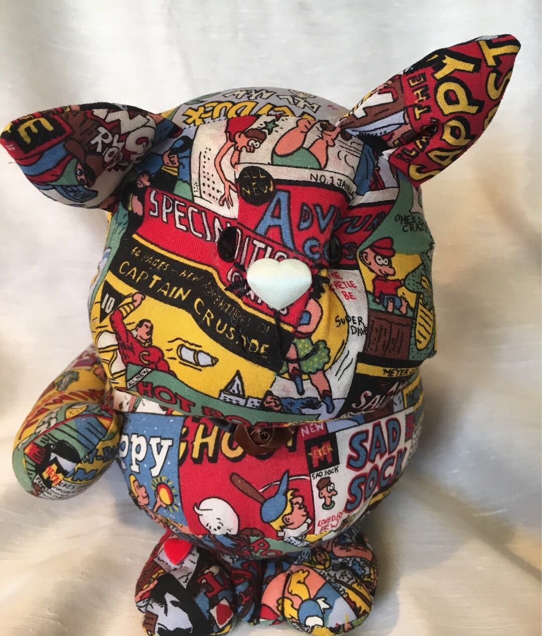 Hand Made Item Super Comic Cat is a Hand Made Stuffed Animal, a Cat ...
