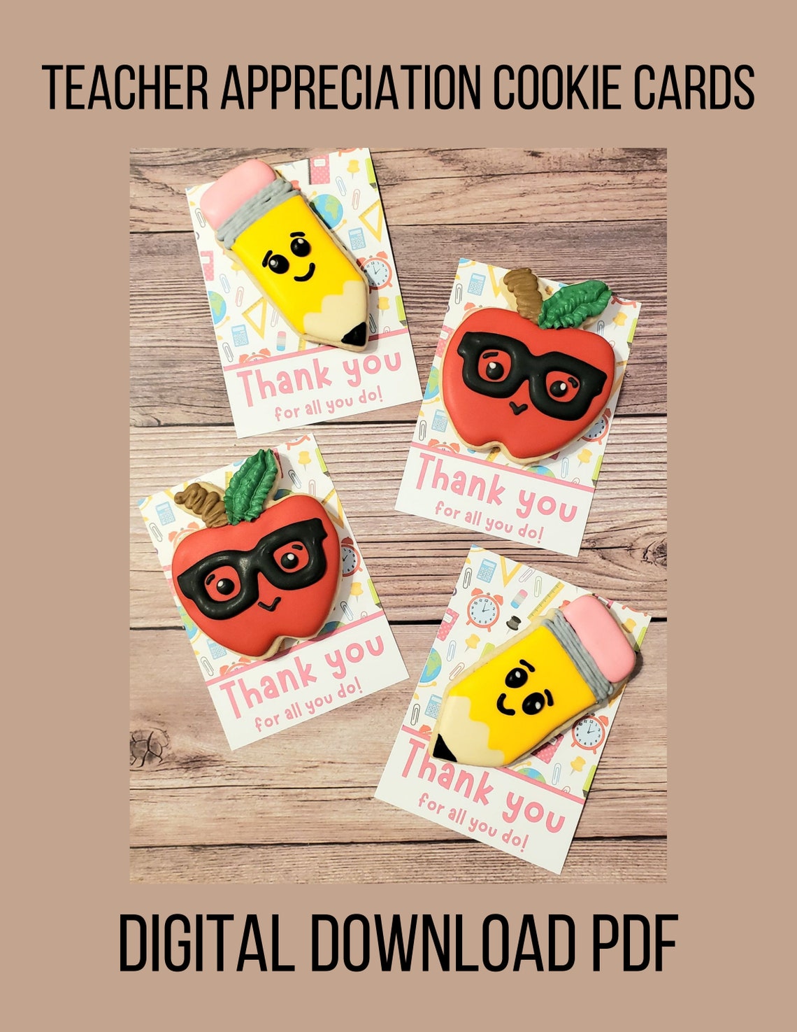Teacher Appreciation Cookie Cardcookie Card Printable Cookie - Etsy