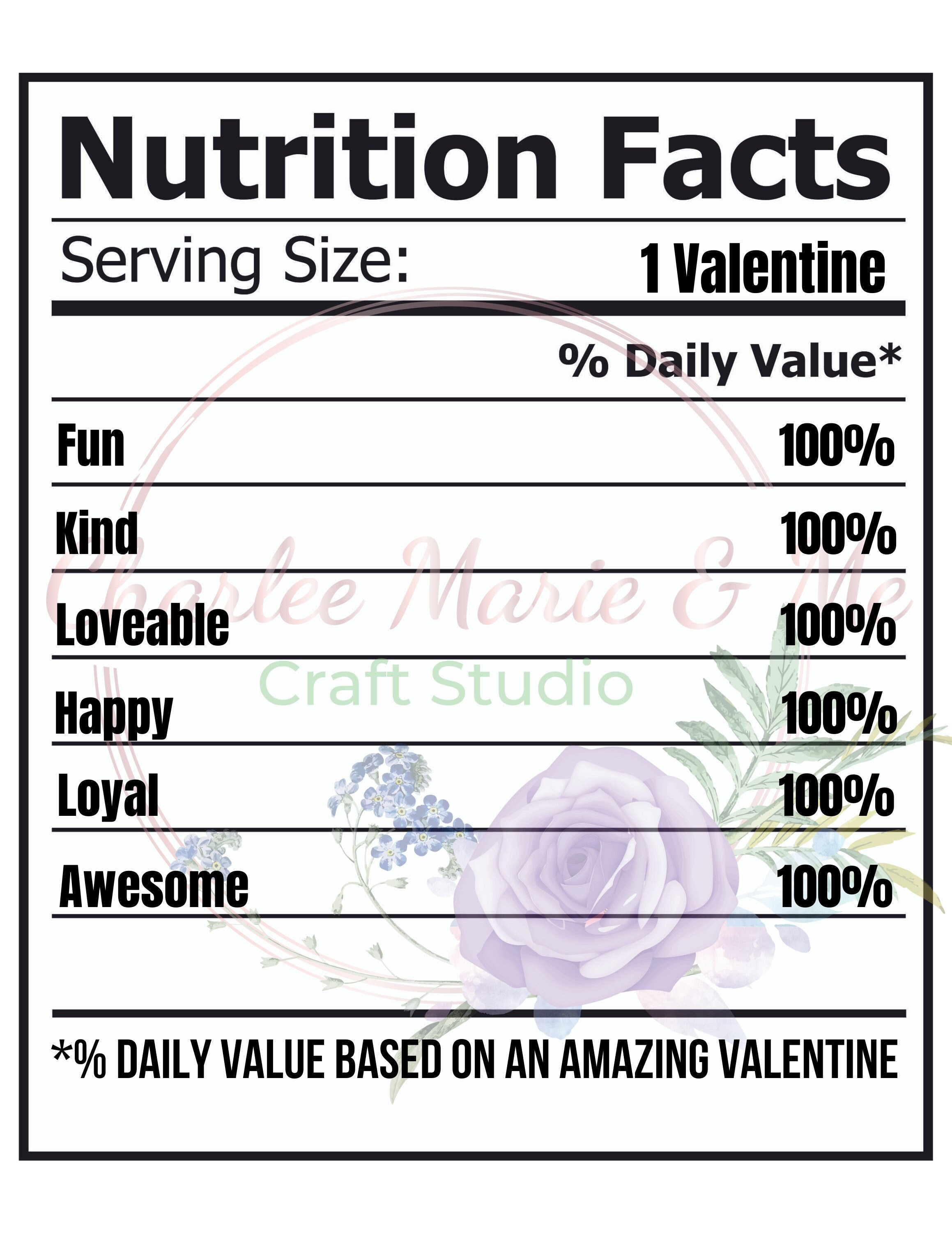 Valentine's Day Nutrition Facts Label SVG Valentine Food - Etsy Hong Kong