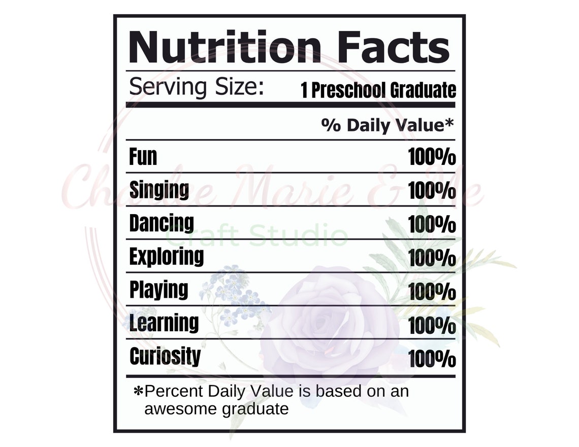 Preschool Graduation Nutrition Facts, Preschool Graduate 2022 ...