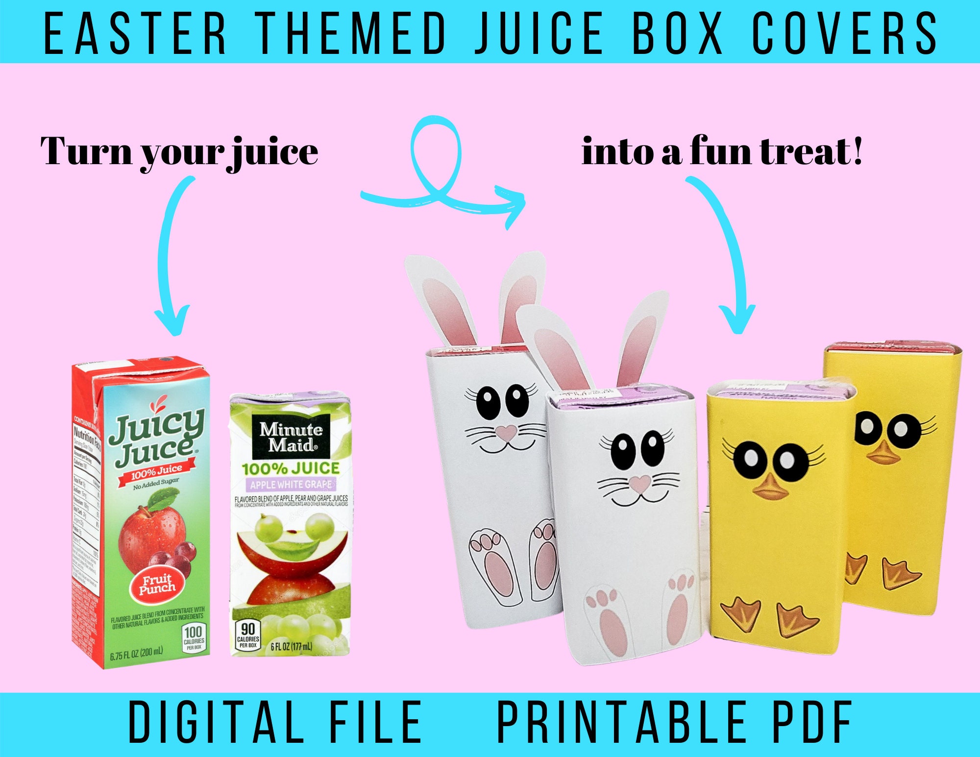 Juice Box Cover, Easter Juice Box, Easter Party Favor, Spring Party ...